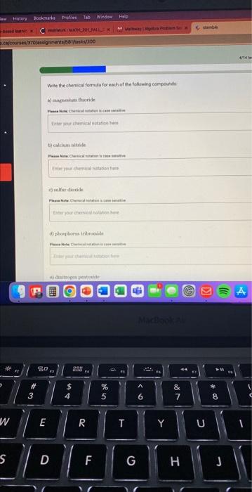 Solved Wite the chemical formila for wach of the followg | Chegg.com