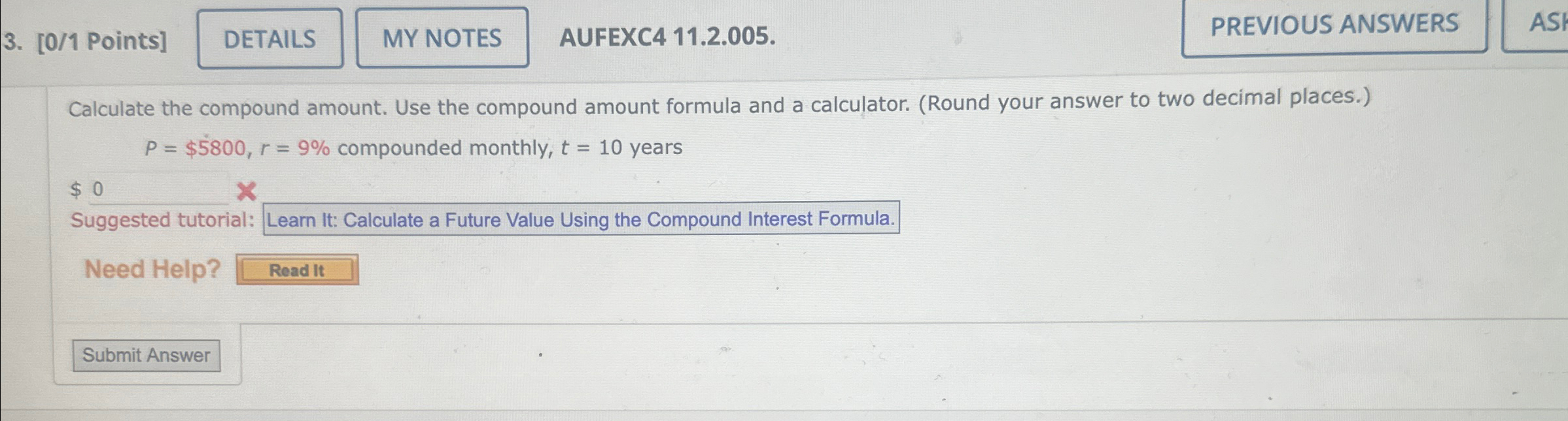 Solved Points]AUFEXC4 11.2.005.Calculate the compound | Chegg.com