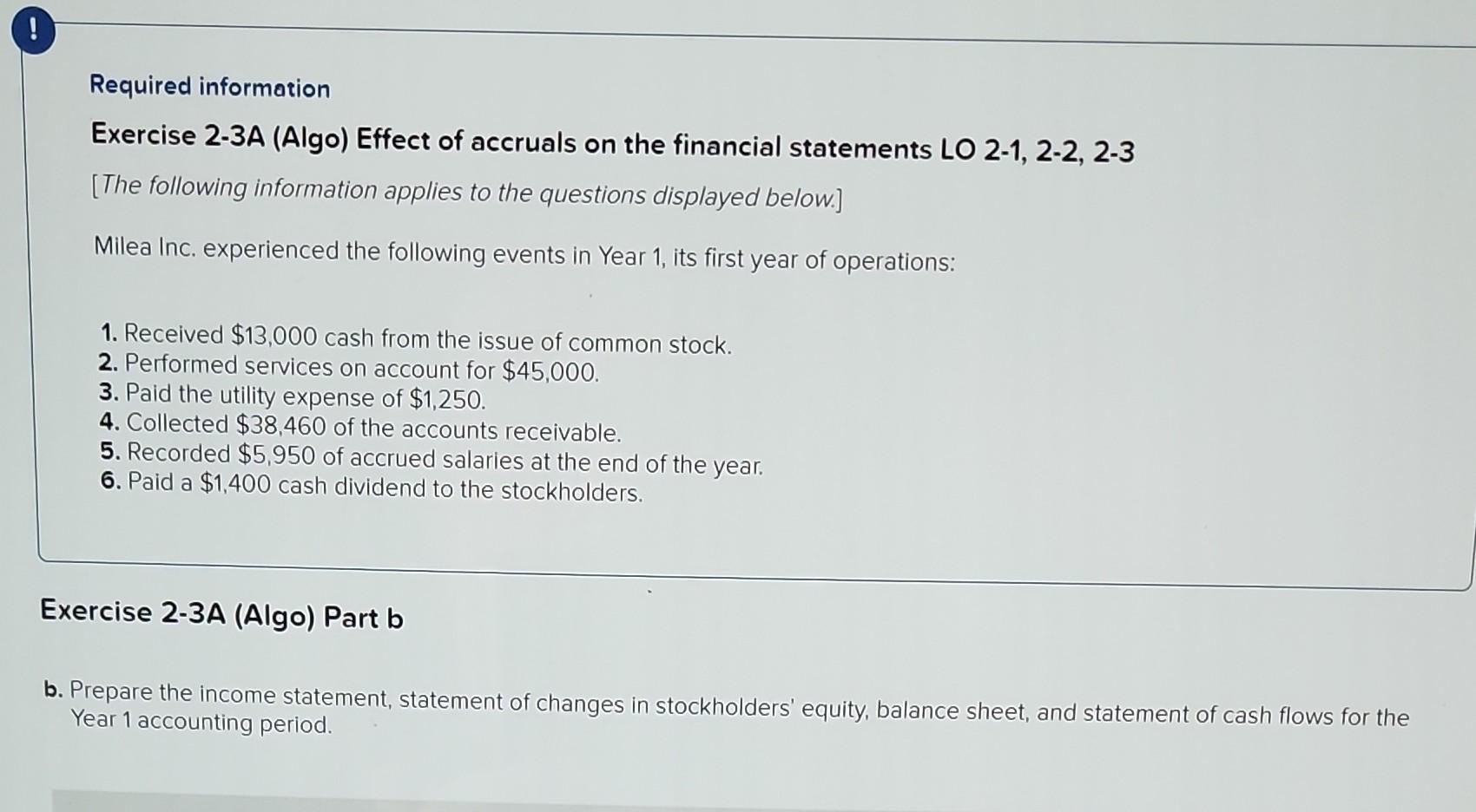 Solved Required information Exercise 2-3A (Algo) Effect of | Chegg.com