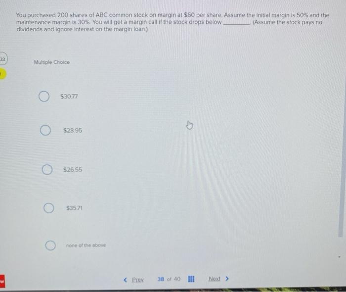 Solved You purchased 200 shares of ABC common stock on | Chegg.com