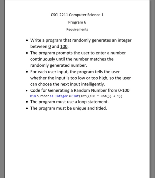 Solved Csci 2211 Computer Science 1 Program 6 Requirements • 3389