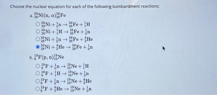 Solved Choose the nuclear equation for each of the following | Chegg.com