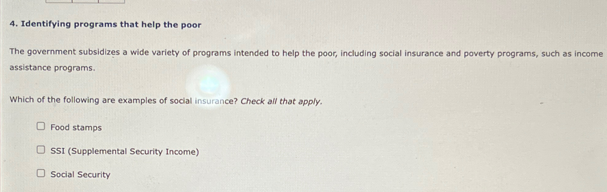 Solved Identifying programs that help the poorThe government | Chegg.com