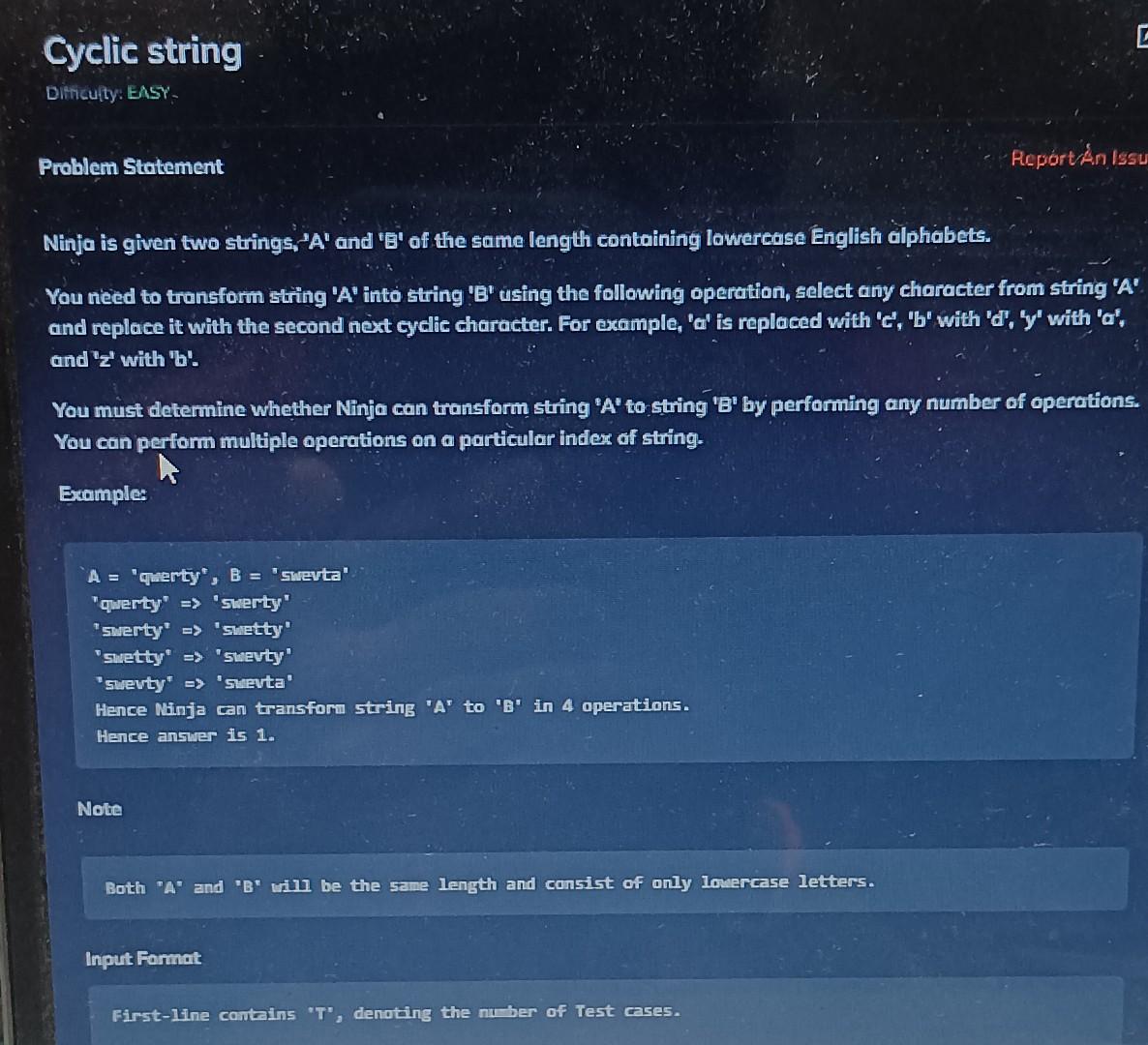Solved Cyclic String Ditnculty Easy Problem Statement 