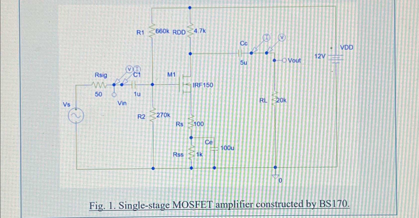 Solved Fig. 1. ﻿Single-stage MOSFET amplifier constructed by | Chegg.com