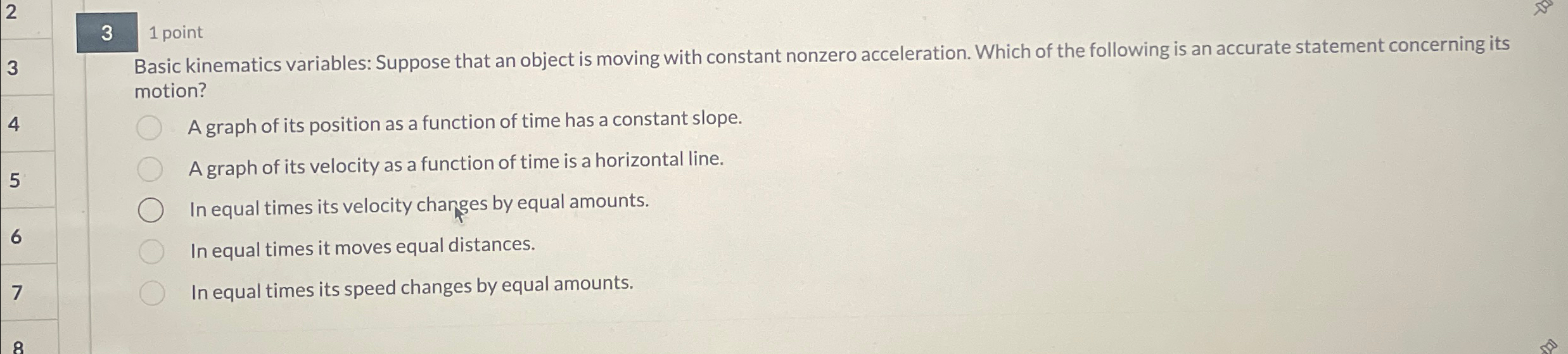 Solved 31 ﻿pointBasic kinematics variables: Suppose that an | Chegg.com