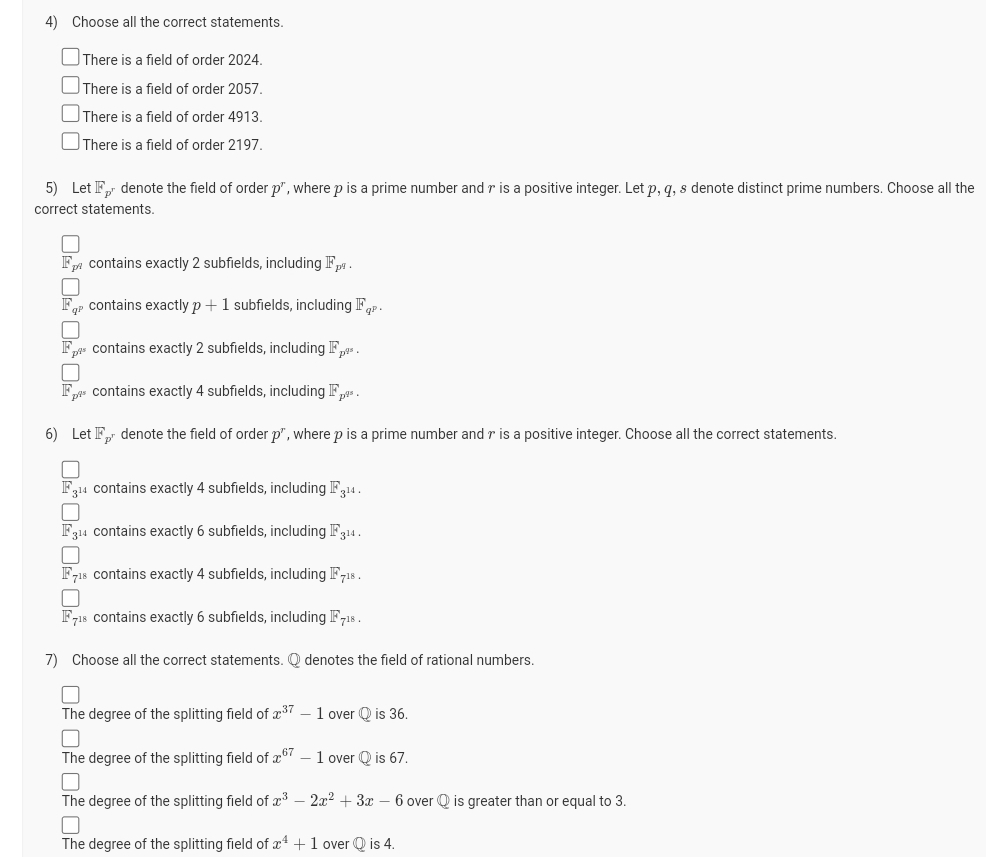 Solved More than one option is correct in all | Chegg.com