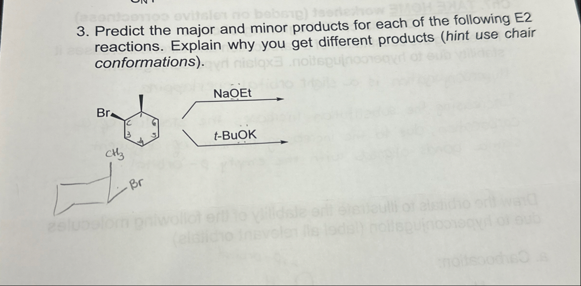 Predict the major and minor products for each of the | Chegg.com