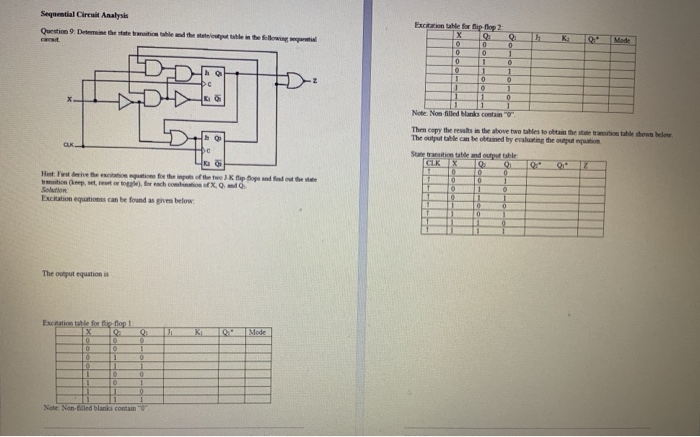 Sequential Circuit Analysis Question 9 Determine the | Chegg.com