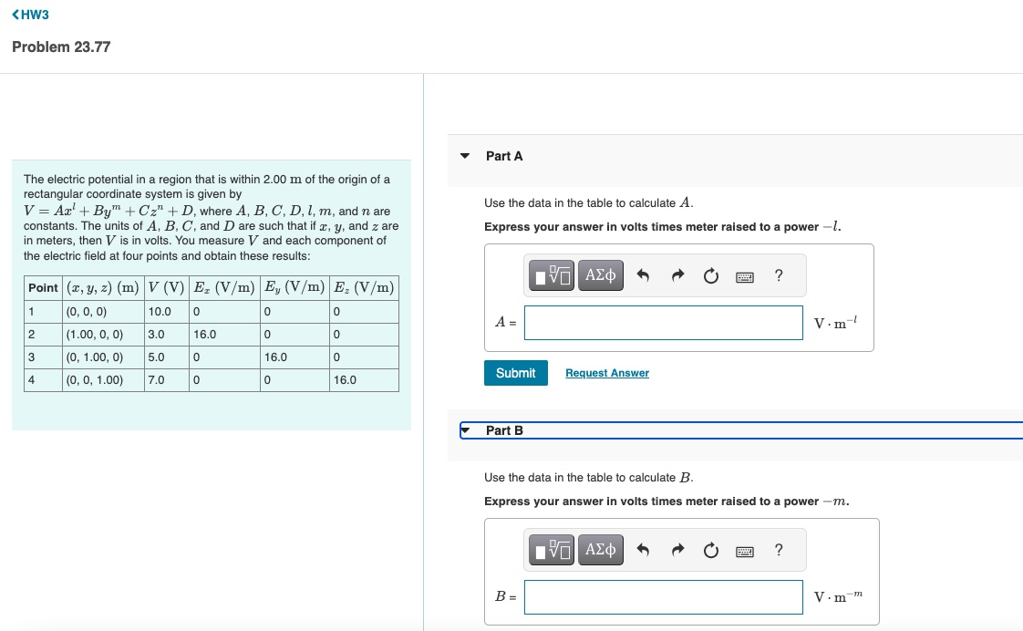 Solved Problem 23.77The electric potential in a region that | Chegg.com