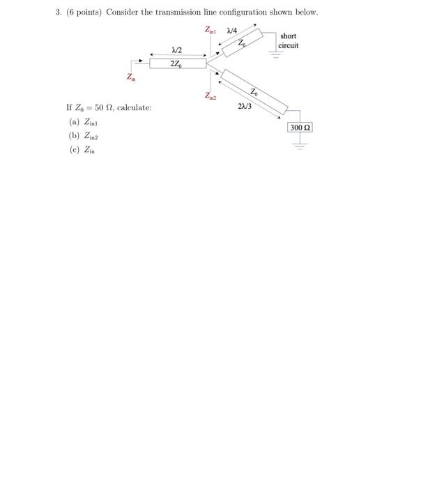 Solved 3. (6 points) Consider the transmission line | Chegg.com