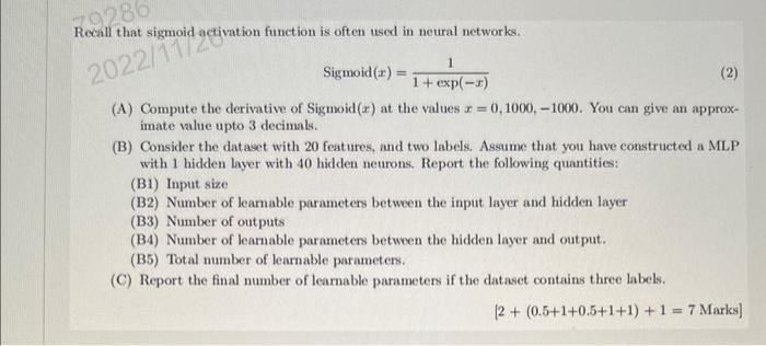 Solved Recall that sigmoid activation function is often used | Chegg.com