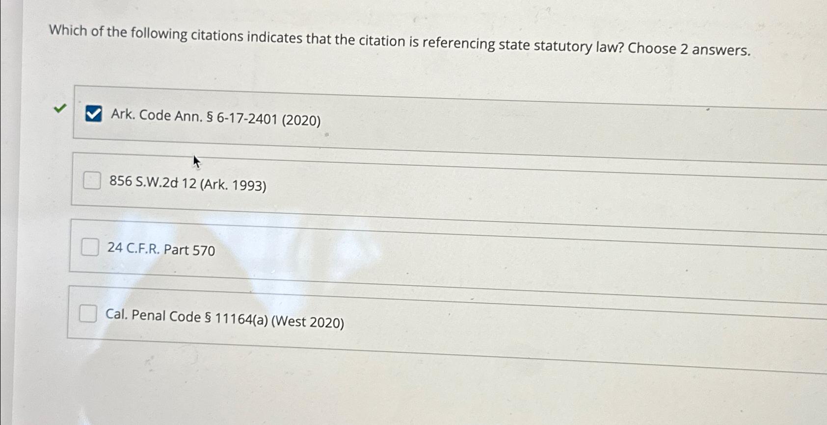 Solved Which of the following citations indicates that the | Chegg.com