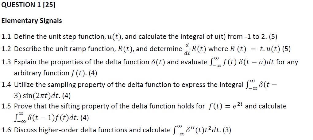 Solved QUESTION 1 [25]Elementary Signals1.1 ﻿Define the unit | Chegg.com
