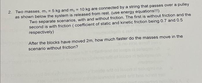 Solved 2. Two masses, m1=5 kg and m2=10 kg are connected by | Chegg.com