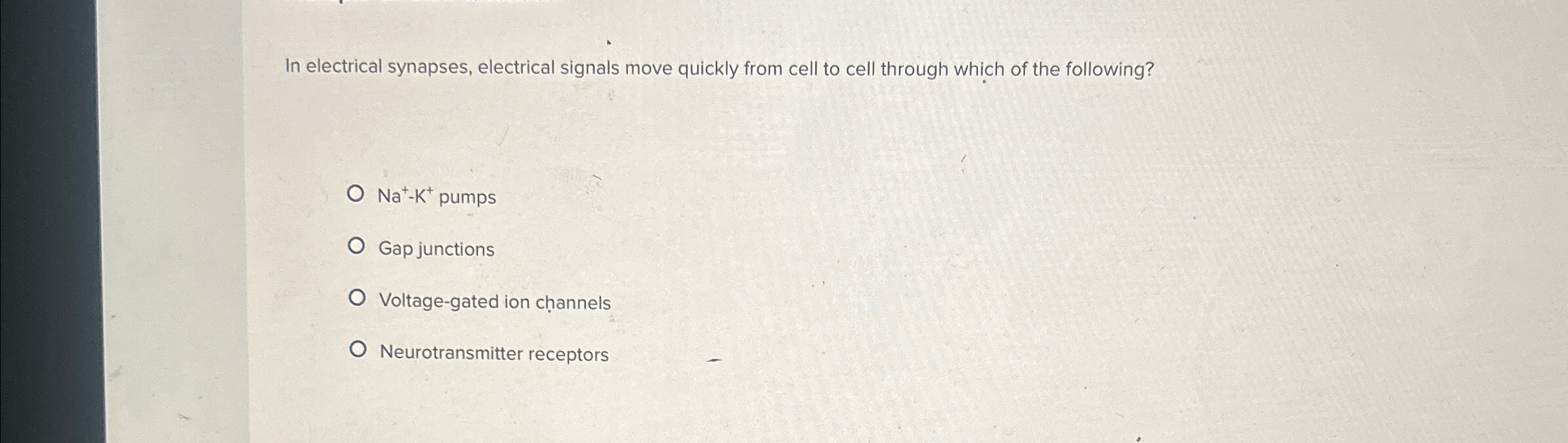 Solved In electrical synapses, electrical signals move | Chegg.com