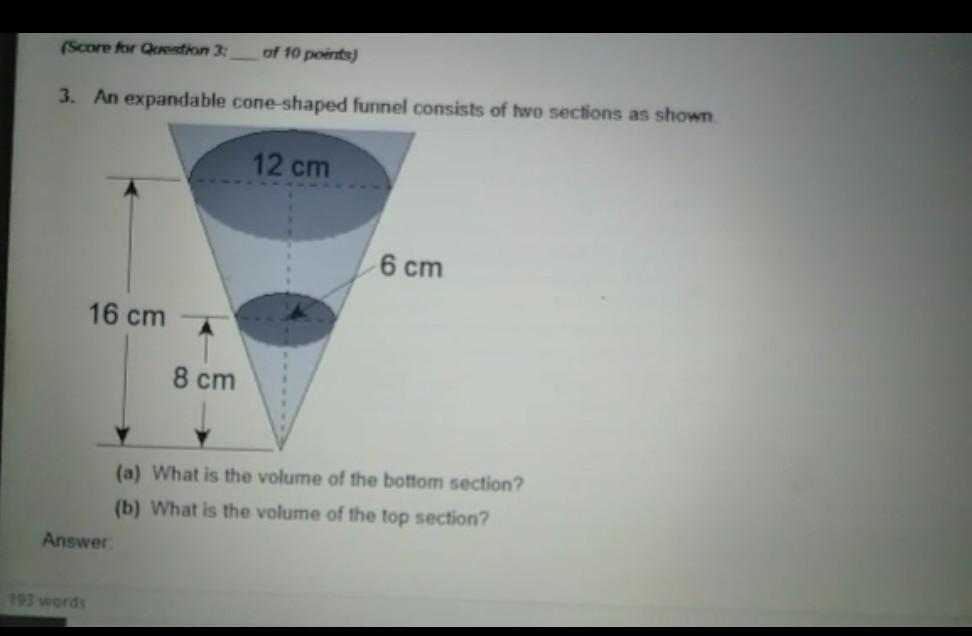 Solved An expandable cone-shaped funnel consists of two | Chegg.com