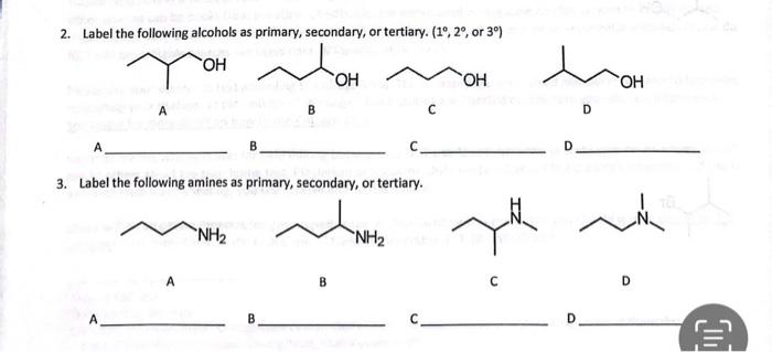 Solved 2. Label the following alcohols as primary, | Chegg.com