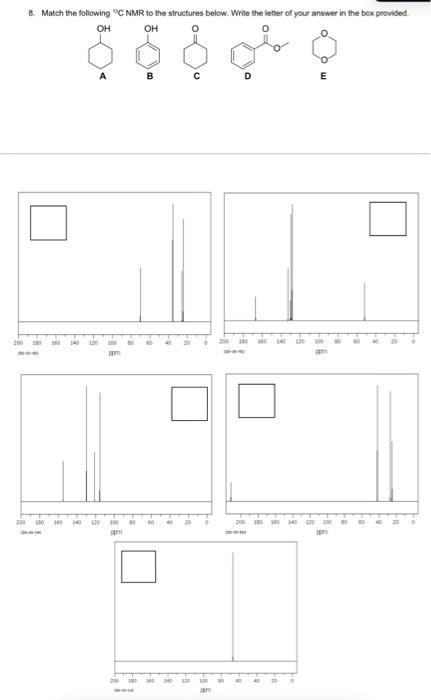 Solved 8. Match the following "C NMR to the structures | Chegg.com