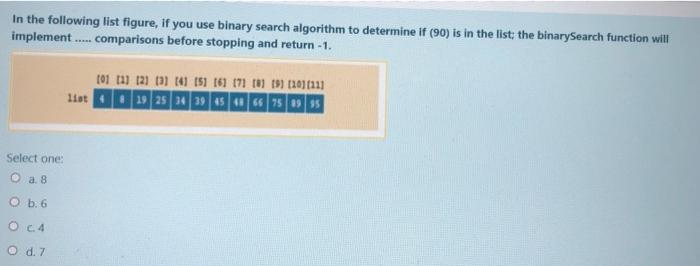 Solved In the following list figure, if you use binary | Chegg.com
