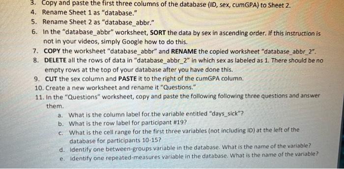 Solved 4. Rename Sheet 1 as Solved 4. Rename Sheet 1 as