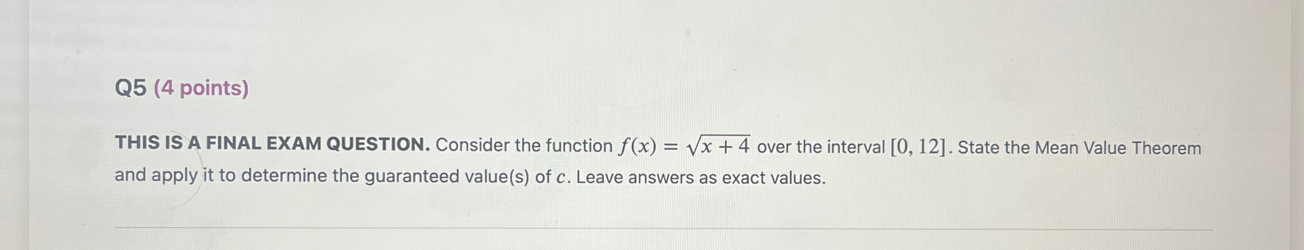 Solved Q5 (4 ﻿points)THIS IS A FINAL EXAM QUESTION. Consider | Chegg.com