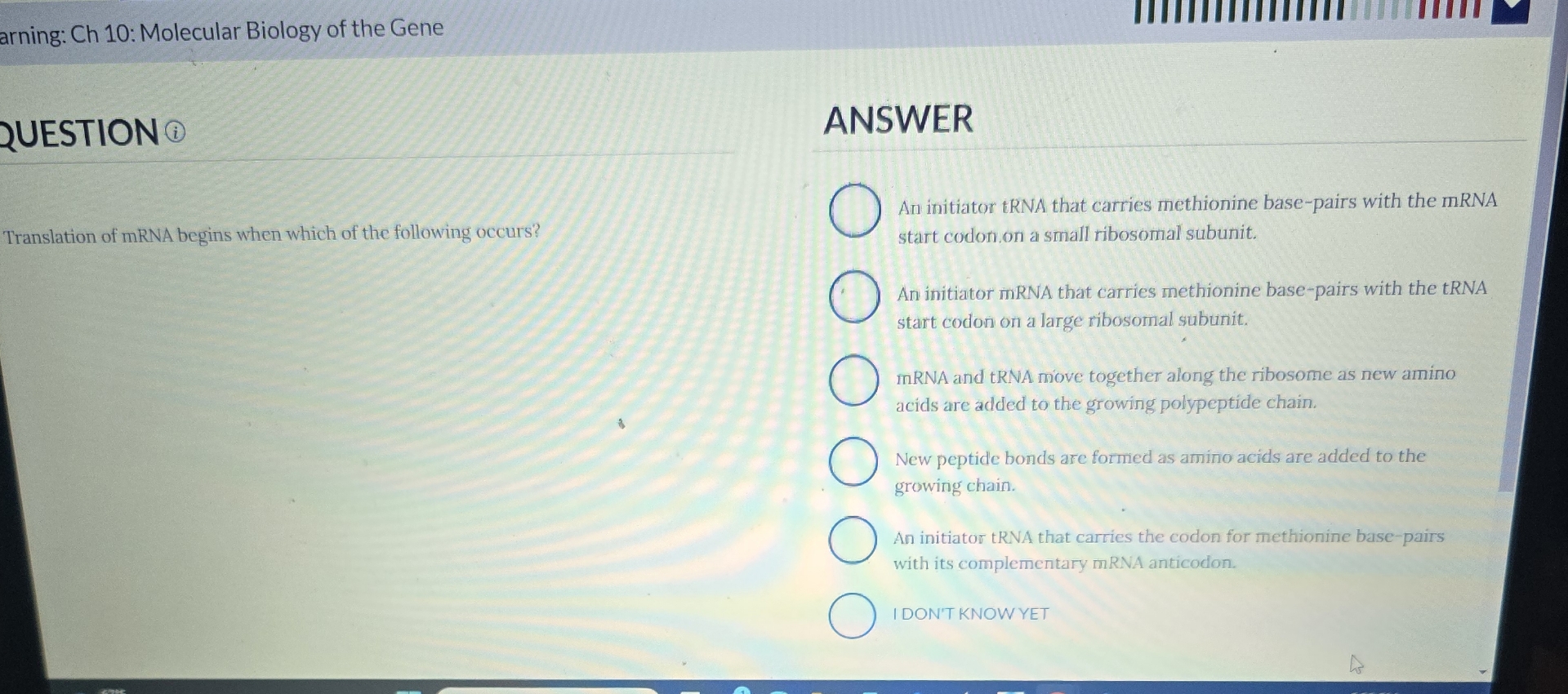 Solved arning: Ch 10: Molecular Biology of the | Chegg.com