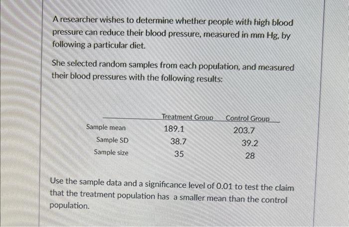 Solved A researcher wishes to determine whether people with | Chegg.com