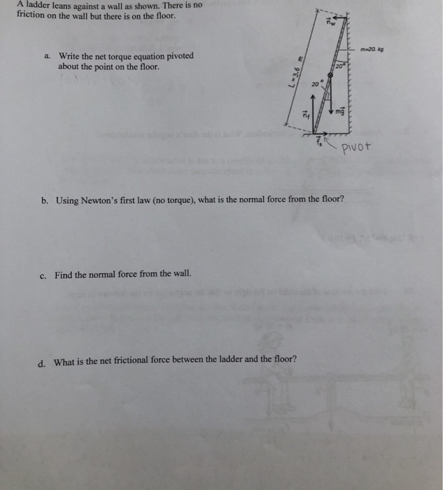 Solved A ladder leans against a wall as shown. There is no | Chegg.com
