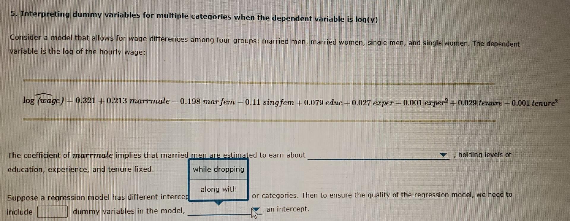 Solved 5 Interpreting Dummy Variables For Multiple Chegg