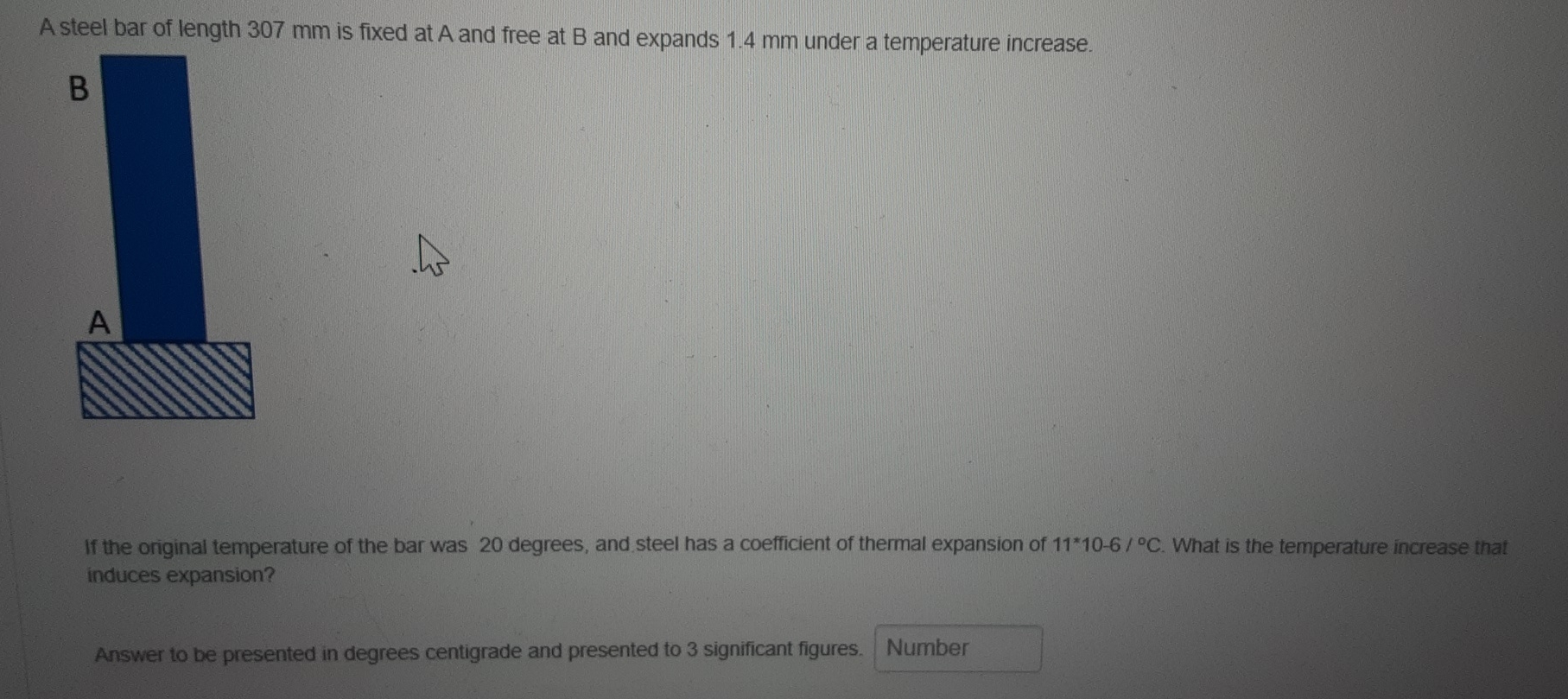 Solved A steel bar of length 307 ﻿mm is fixed at A and free | Chegg.com