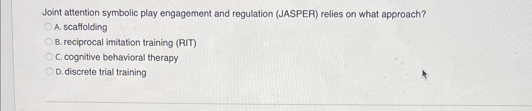 Solved Joint attention symbolic play engagement and | Chegg.com