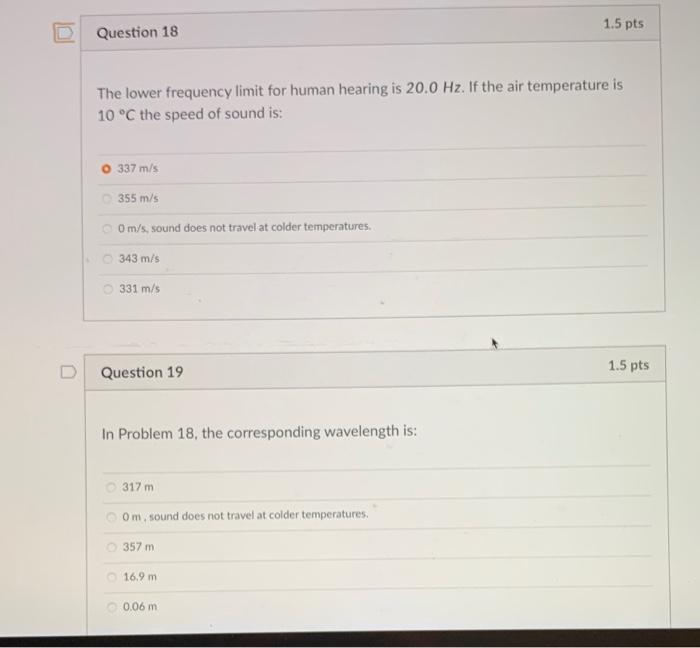 Solved 1.5 pts Question 18 The lower frequency limit for | Chegg.com