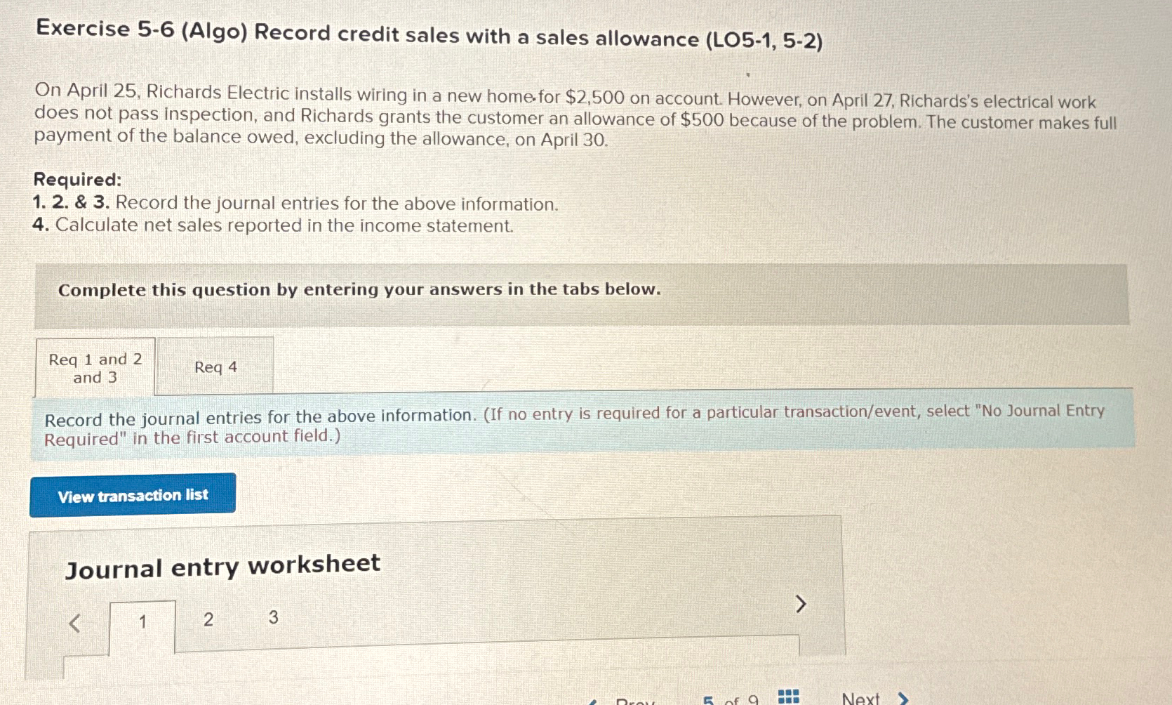 Exercise 5-6 (Algo) ﻿Record credit sales with a sales | Chegg.com
