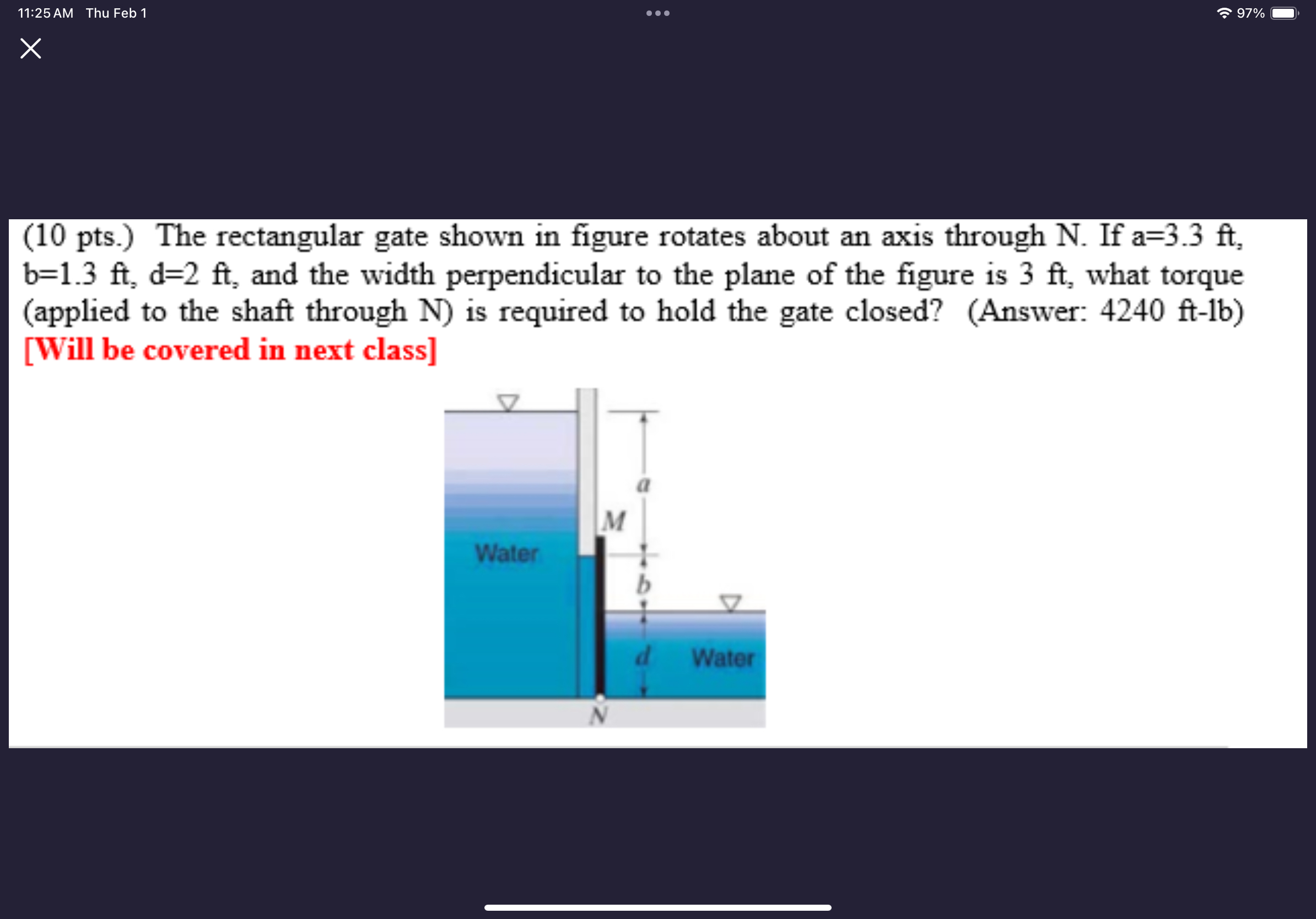 Solved (10 ﻿pts.) ﻿The rectangular gate shown in figure | Chegg.com