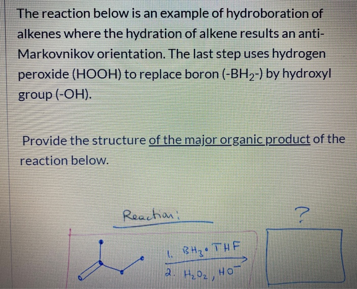 Solved The reaction below is an example of hydroboration of | Chegg.com