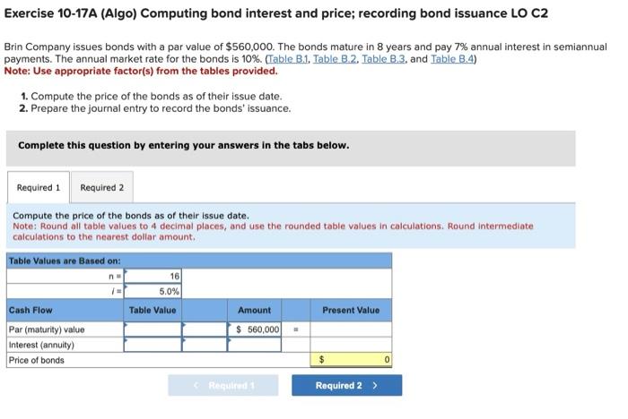 Solved Exercise 10-17A (Algo) Computing bond interest and | Chegg.com
