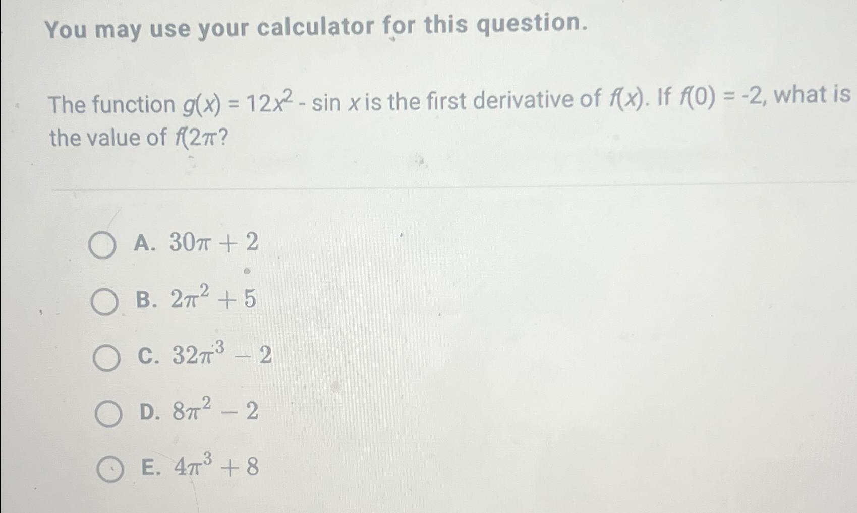 Solved You may use your calculator for this question.The | Chegg.com