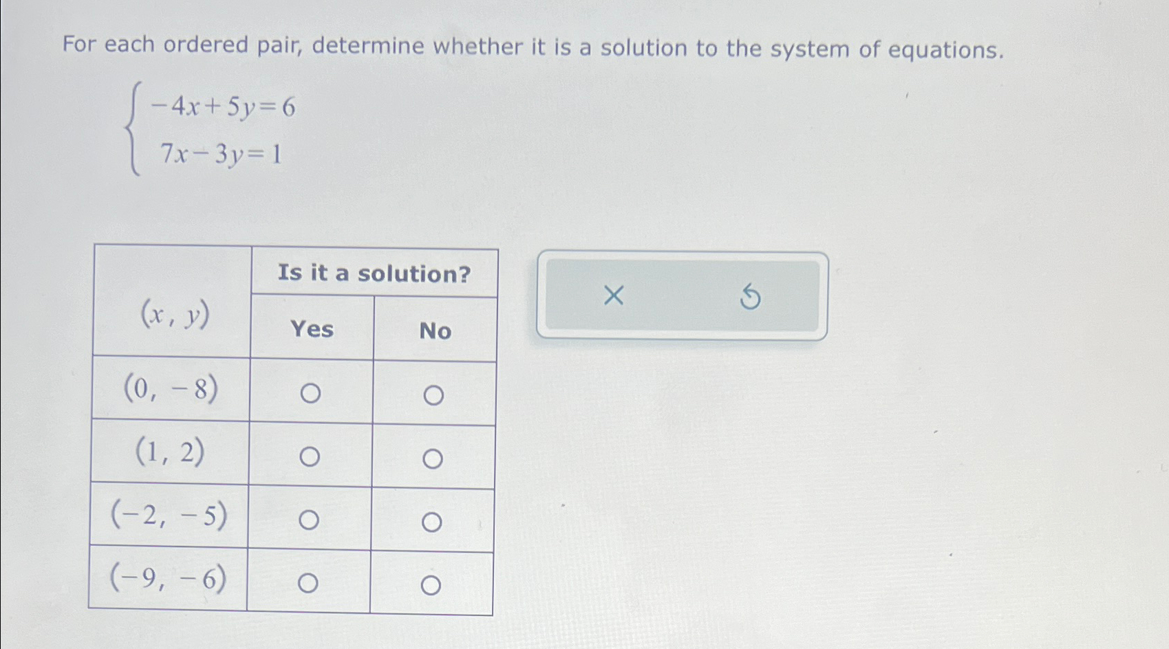 Solved For each ordered pair, determine whether it is a | Chegg.com