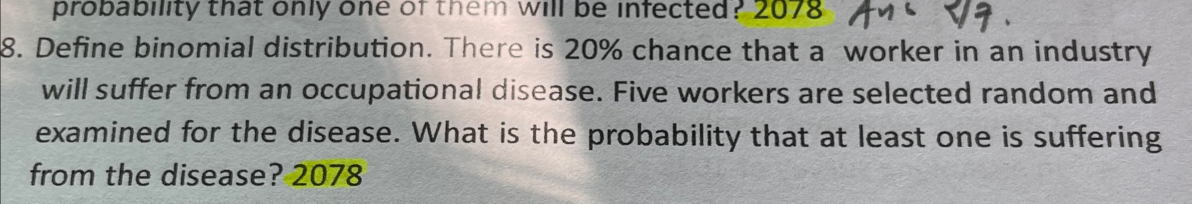 Solved Define binomial distribution. There is 20% ﻿chance | Chegg.com