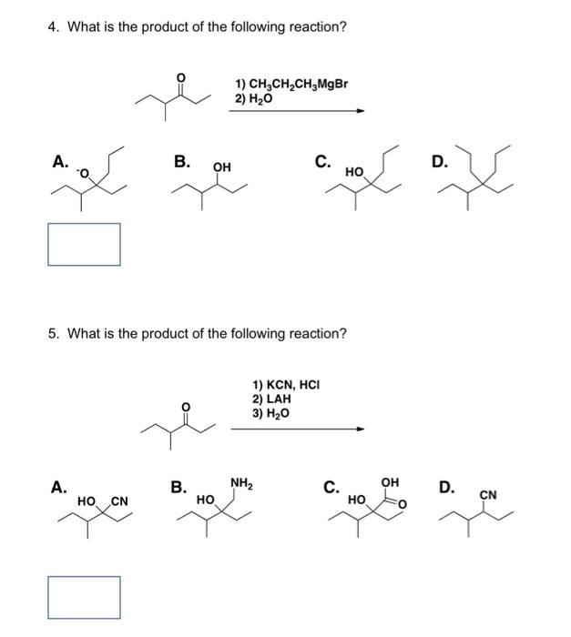 Solved 4. What is the product of the following reaction? 1) | Chegg.com