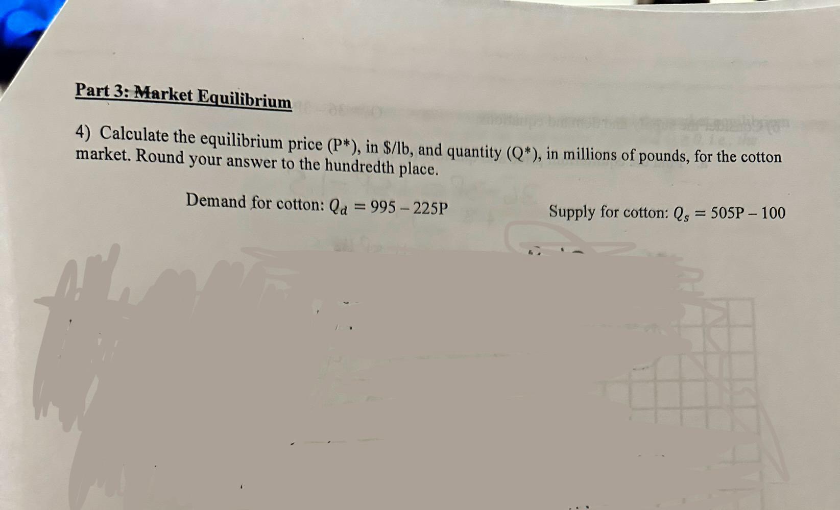 Solved Part 3: Market EquilibriumCalculate the equilibrium | Chegg.com