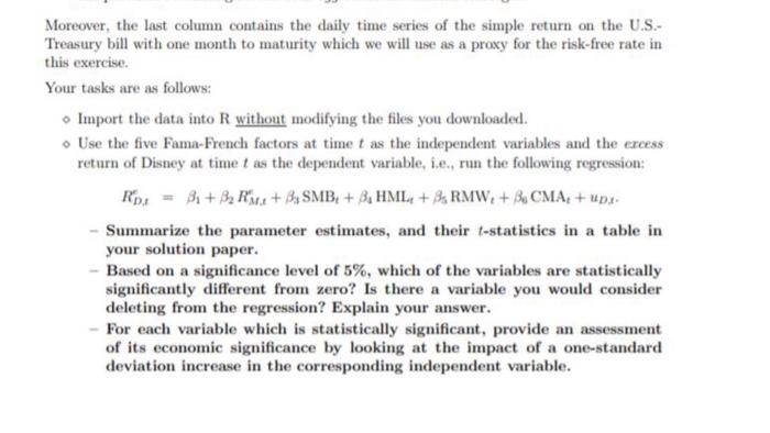 Solved 1.2 The Fama-French five factor model Follow the | Chegg.com