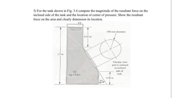 Solved 5) For the tank shown in Fig. 3.4 compute the | Chegg.com