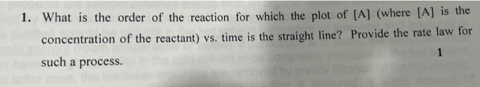 Solved 1. What is the order of the reaction for which the | Chegg.com