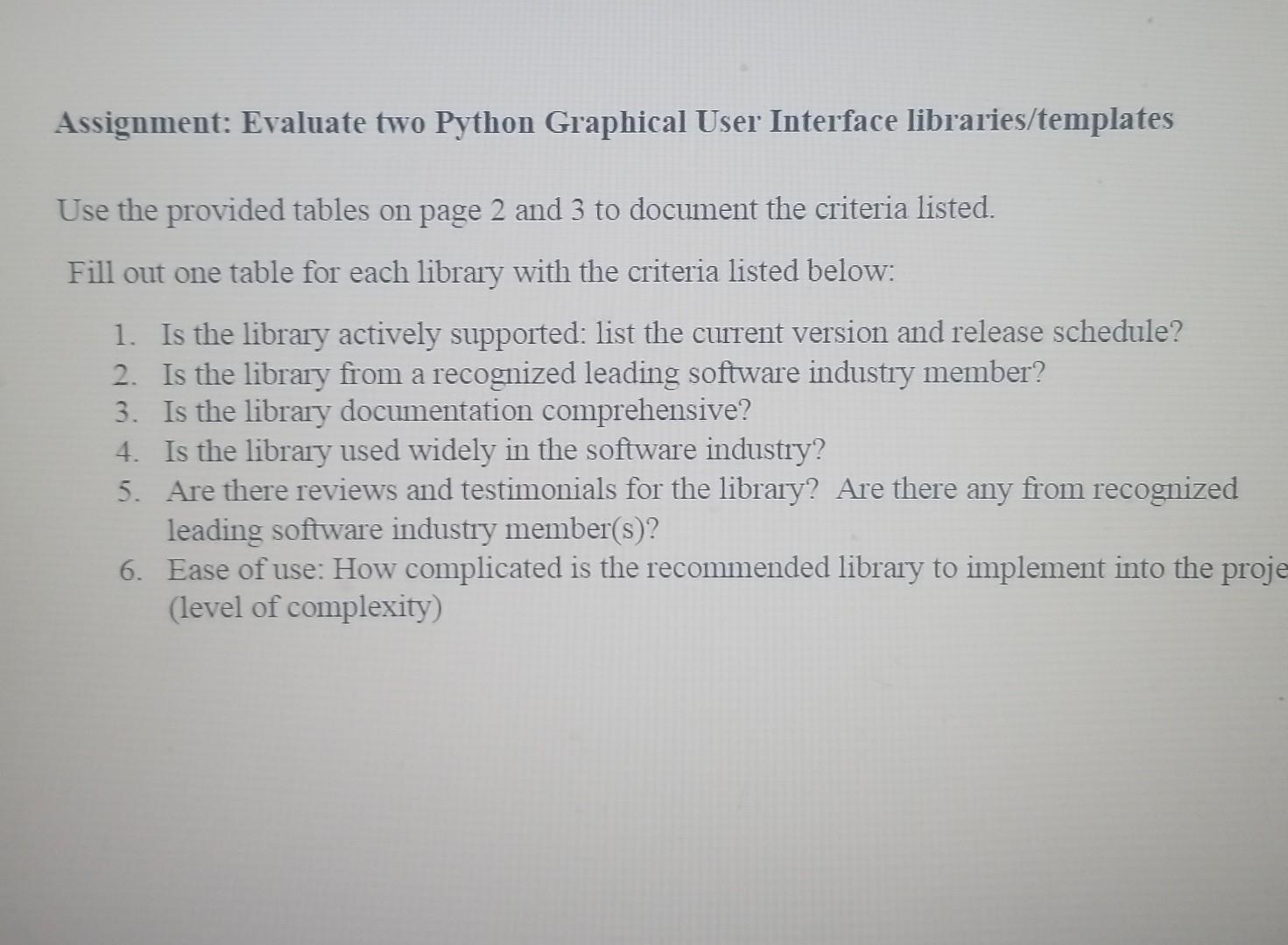 Solved rted - Python GUI Libraries.pdf g Started - Python | Chegg.com