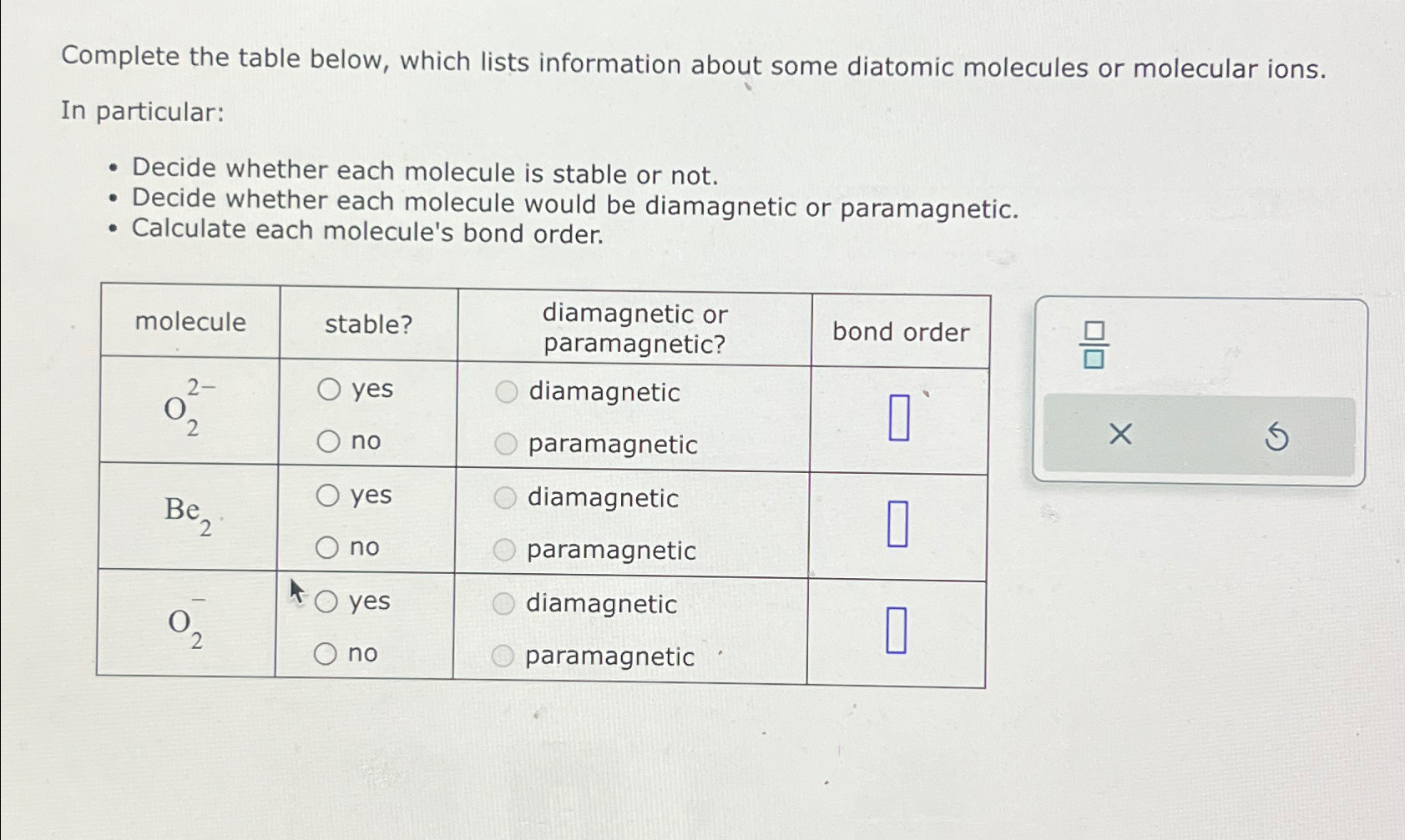 Solved Complete the table below, which lists information | Chegg.com