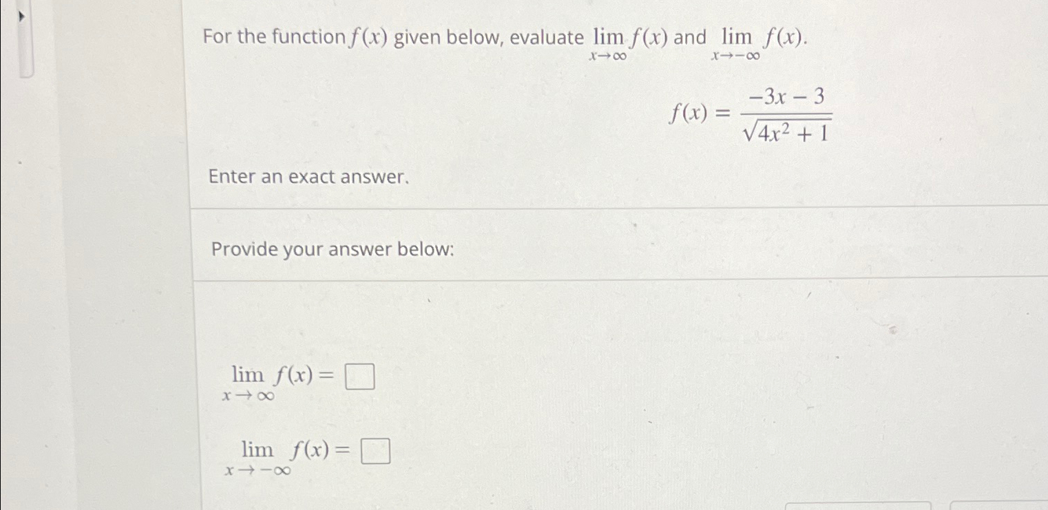 Solved For the function f(x) ﻿given below, evaluate | Chegg.com