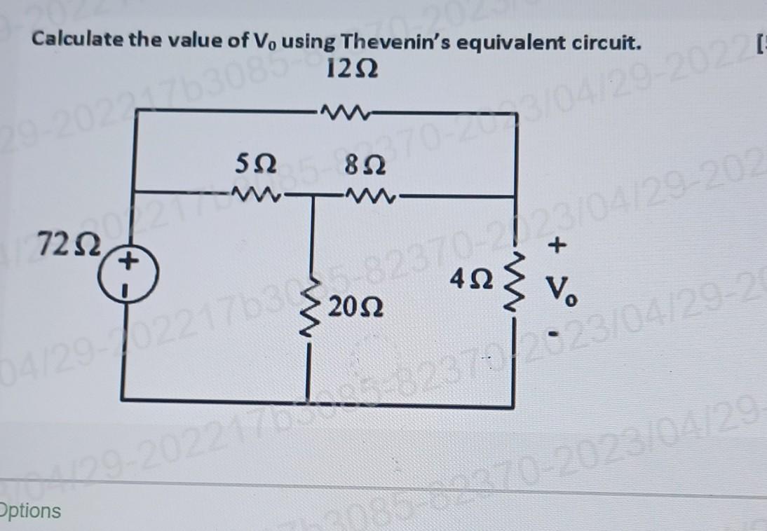 Solved Calculate the value of V0 using Thevenin's equivalent | Chegg.com