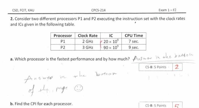 Solved CSD, FCIT, KAU CPCS-214 Exam 1-F2 2. Consider two | Chegg.com